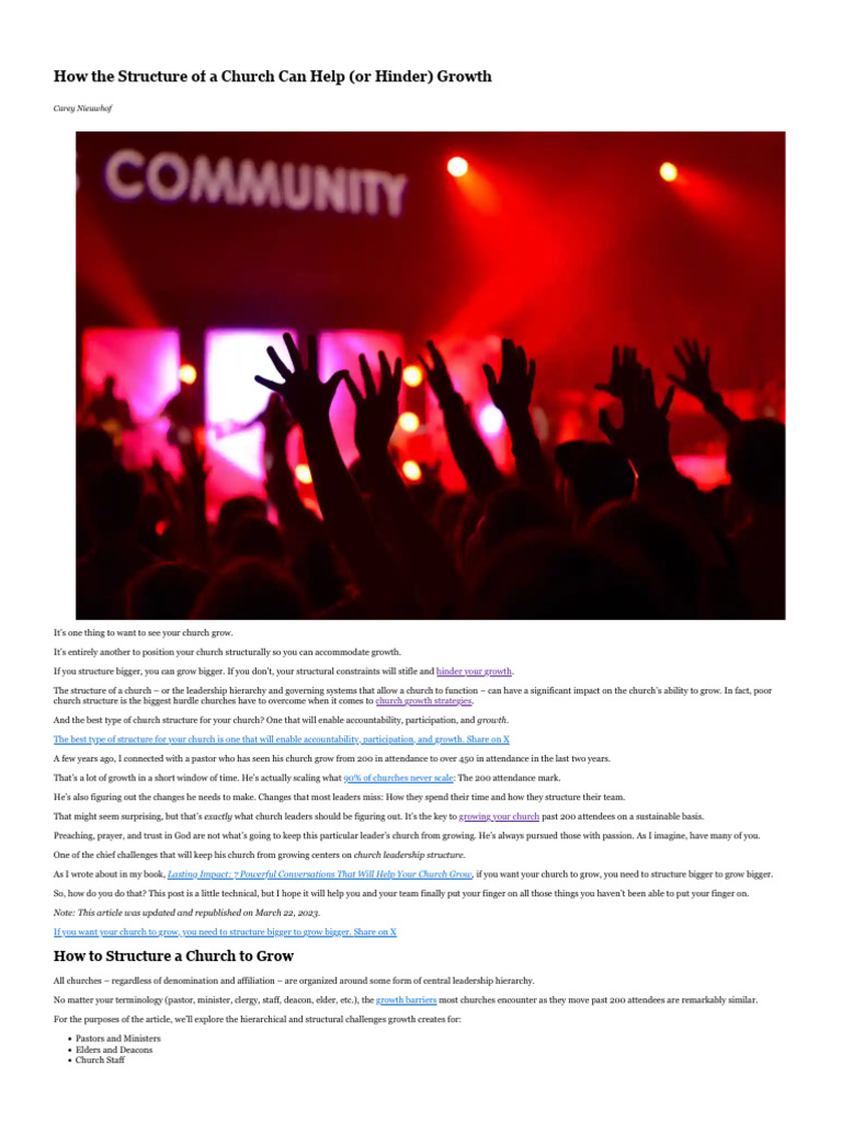 Church Structure for Growth Success | PDF | Leadership | Pastor