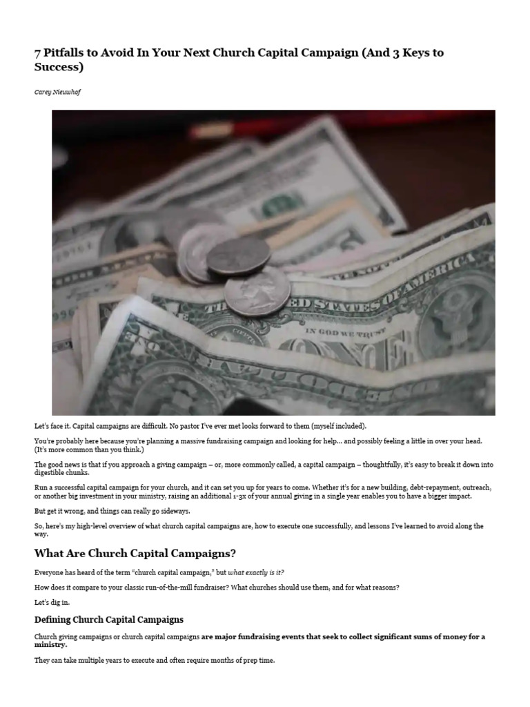 7 Pitfalls To Avoid in Your Next Church Capital Campaign | PDF ...