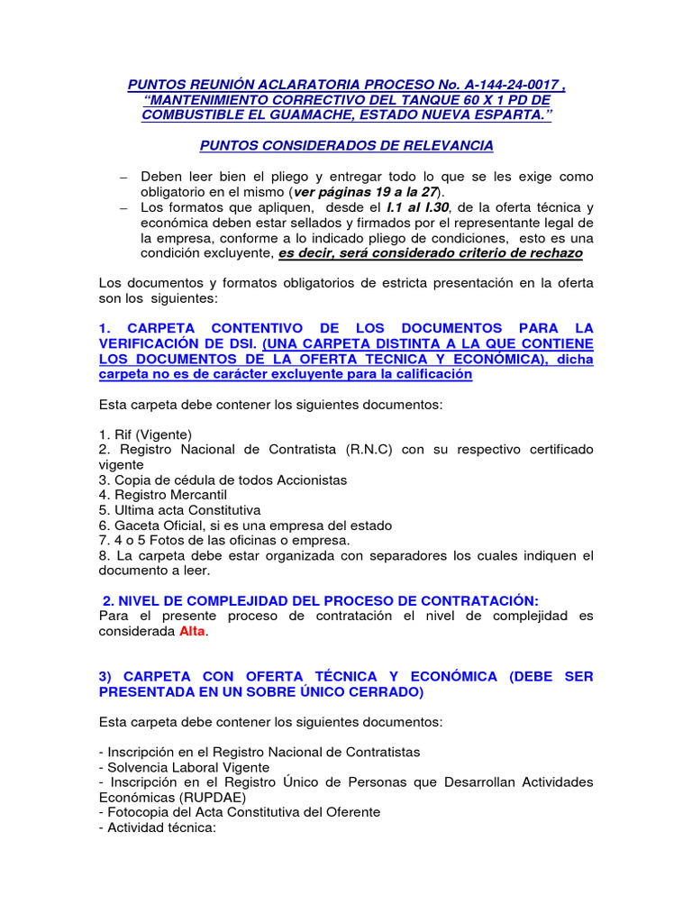 Puntos Relevantes Aclaratoria TK 60x1 Elg | PDF | Business