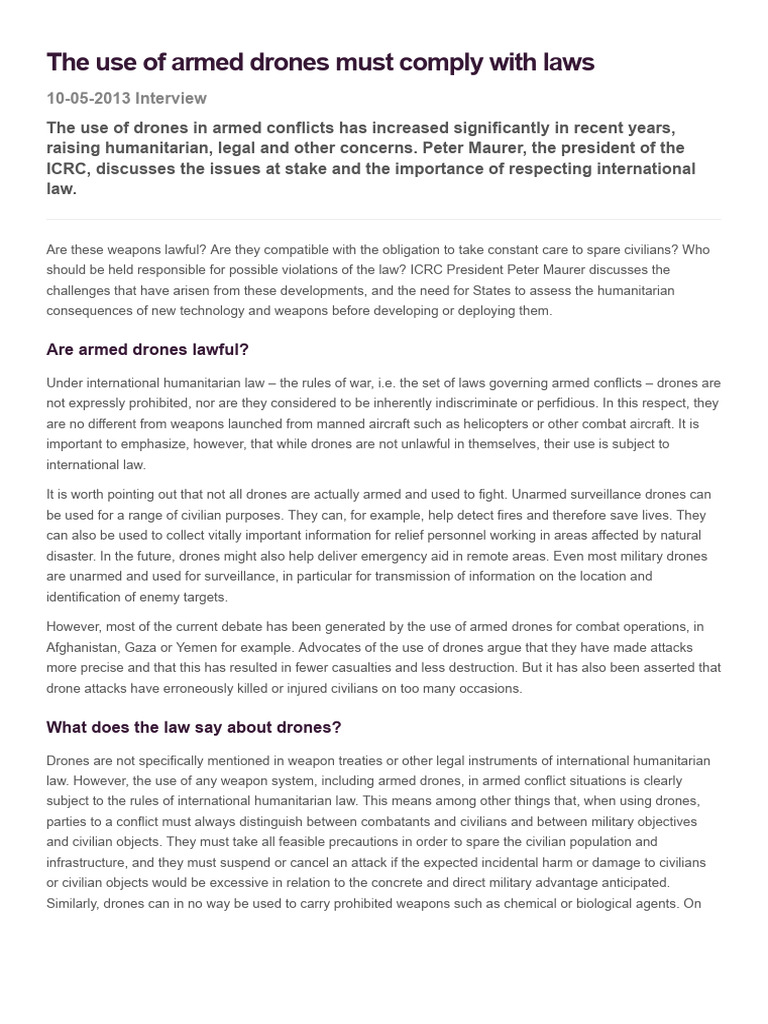 Armed Drones and International Law | PDF | International Humanitarian ...