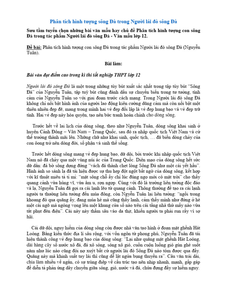 Hinh Tuong Song Da Trong Nguoi Lai Do Song Da | PDF