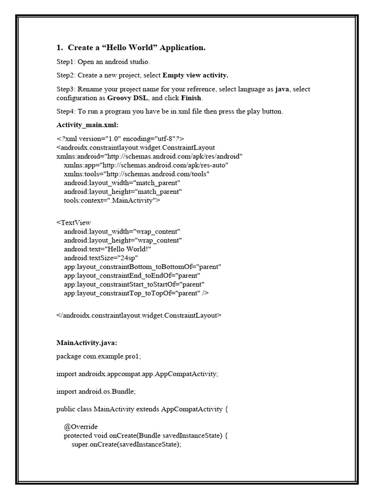 MAD Lab | PDF | Android (Operating System) | Java (Programming Language) MAD Lab | PDF | Android (Operating System) | Java (Programming Language)