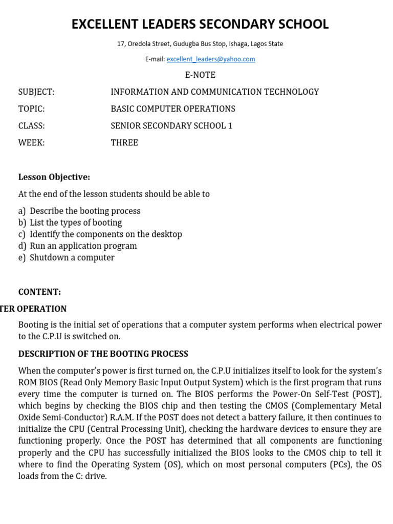 Week 3 - Basic Computer Operations | PDF | Window (Computing ...
