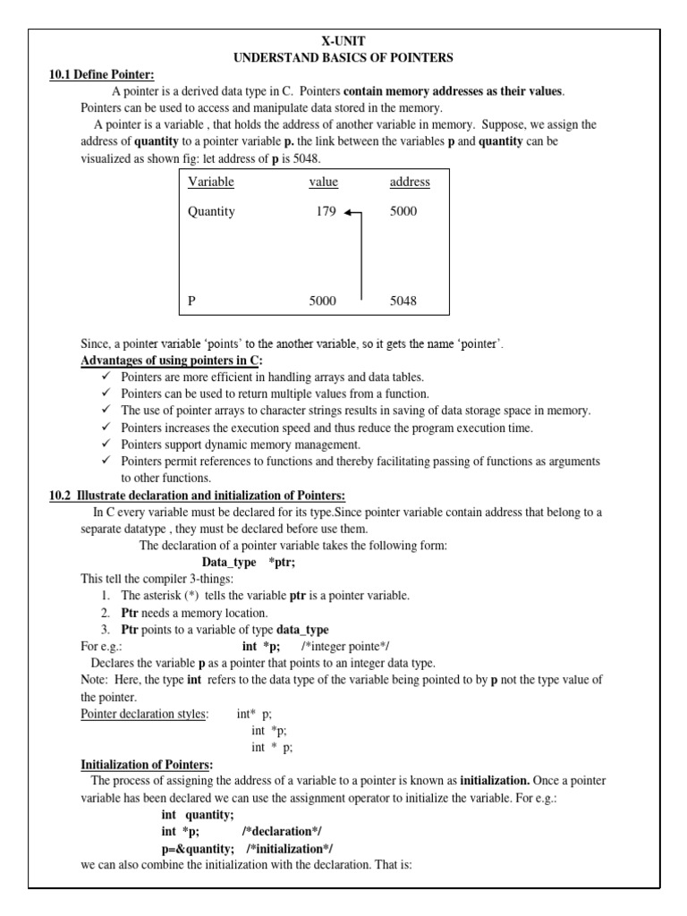 Cl Unit10 Pdf Pointer Computer Programming Variable Computer