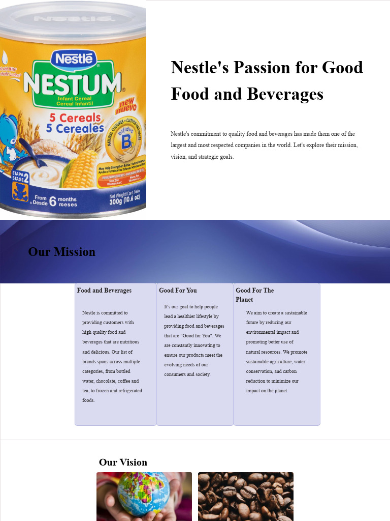 Nestles Passion For Good Food and Beverages | PDF | Nestlé | Sustainability