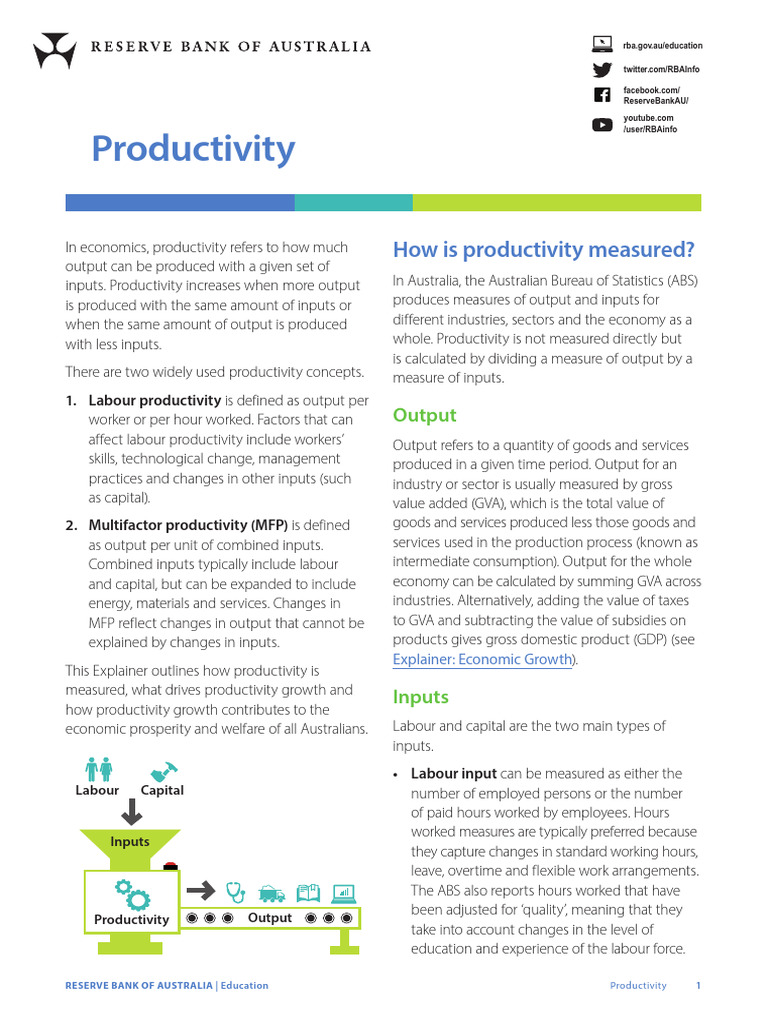Productivity Pdf Labour Economics Factors Of Production