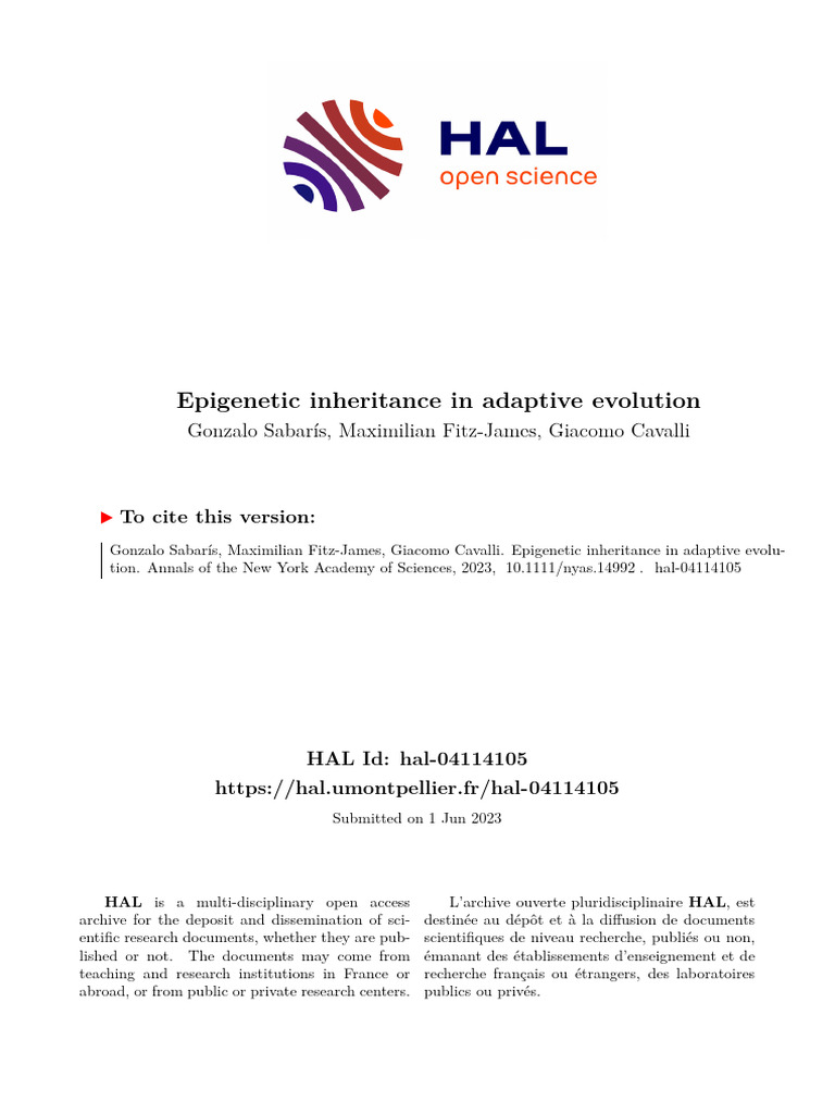 Epigenetic Inheritance in Evolution | PDF | Epigenetics | Genetics