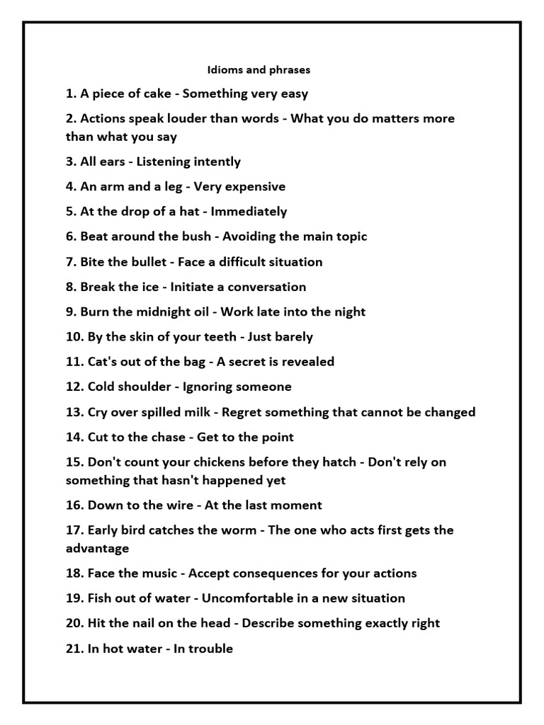 Idioms and Phrases | PDF | Home & Garden