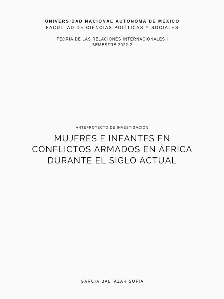 García Baltazar Sofía - Anteproyecto | PDF | Estudios de género | Género