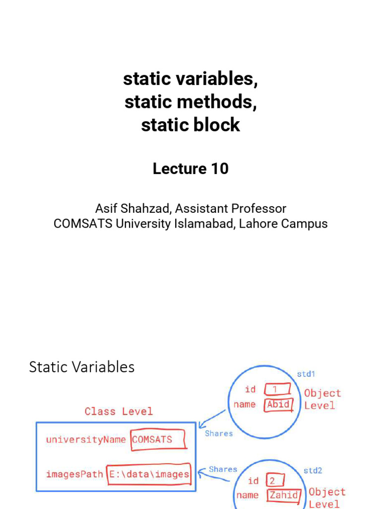 Lec10 - Static Variables_method and Blocks | PDF