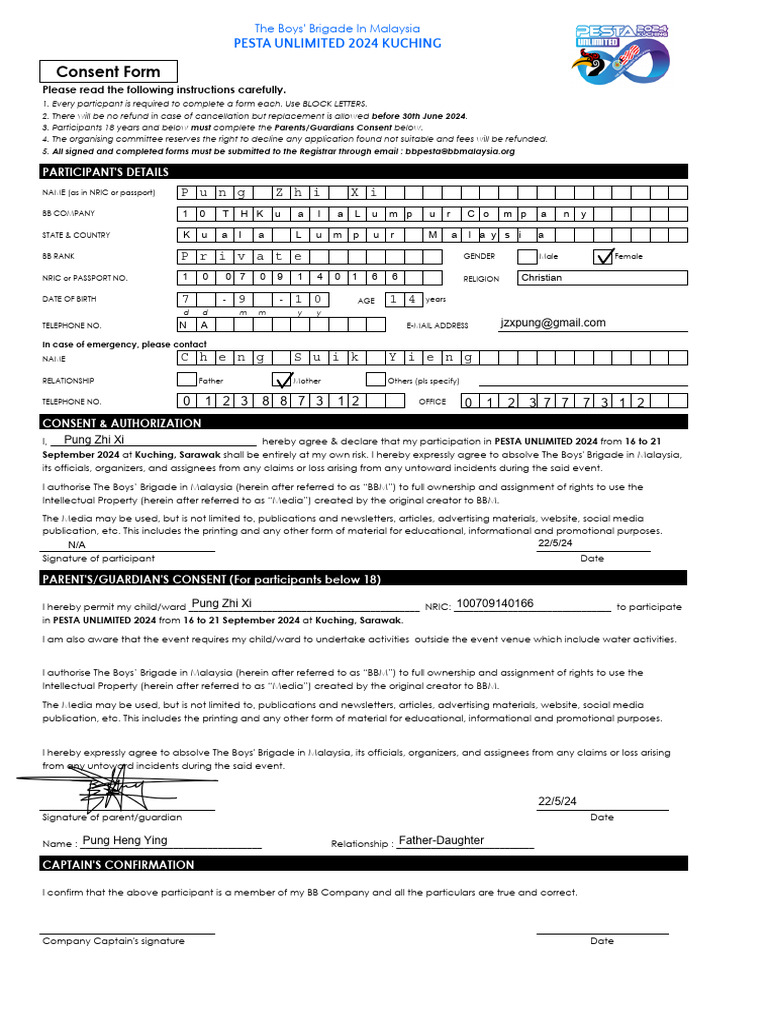 Pesta Registration (BBM) - 4 Consent Form v2 | PDF