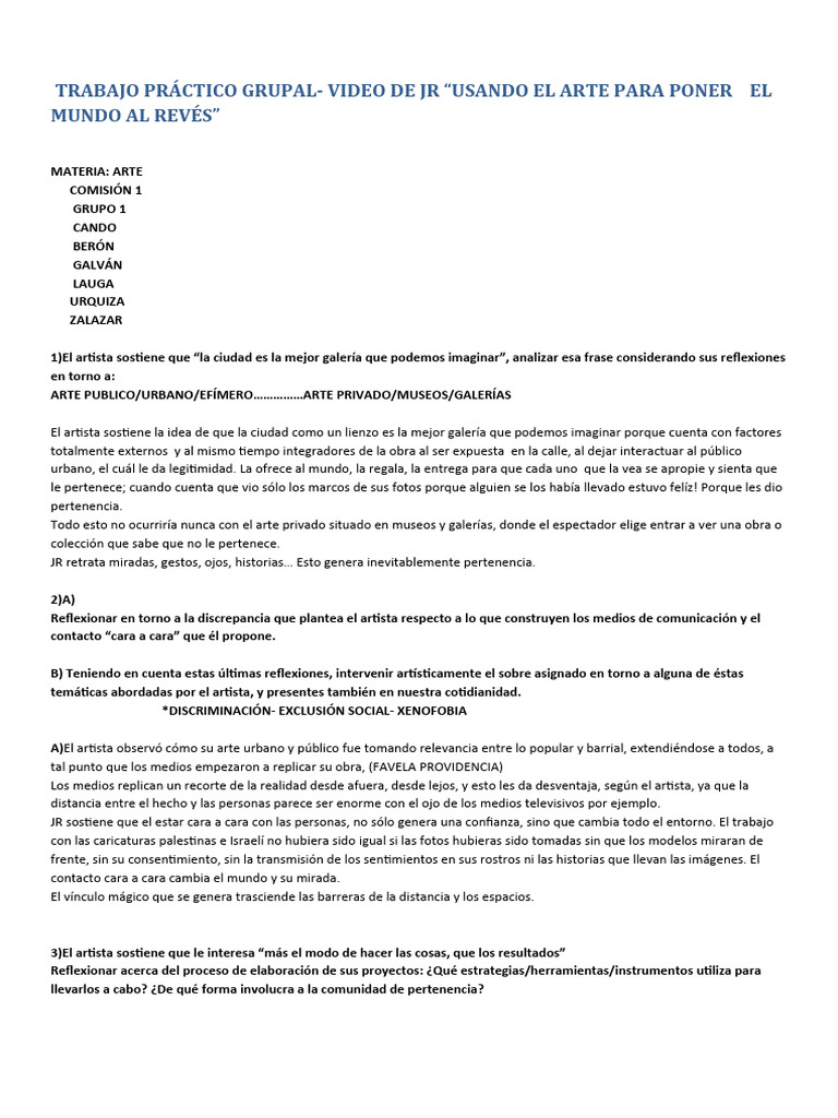 Trabajo Práctico Grupal Arte | PDF