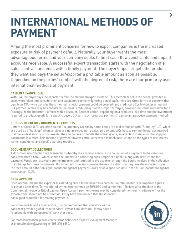2018-WEDC-Export-International-Methods-of-Payment | PDF | Letter Of ...