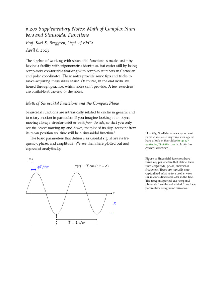 Complex and Sinusoidal Math | PDF | Phase (Waves) | Complex Number