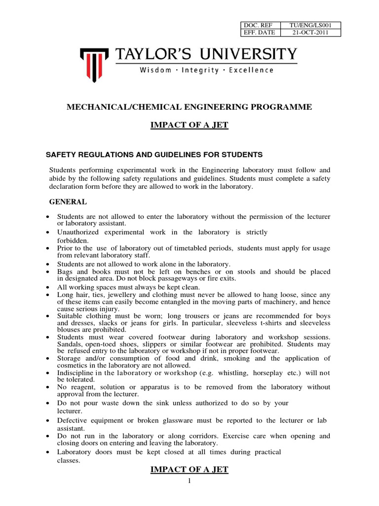 Lab manual_Impact of a Jet | PDF | Force | Turbine