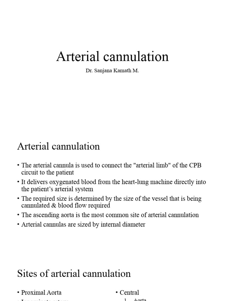 Arterial Cannulation | Download Free PDF | Aorta | Artery
