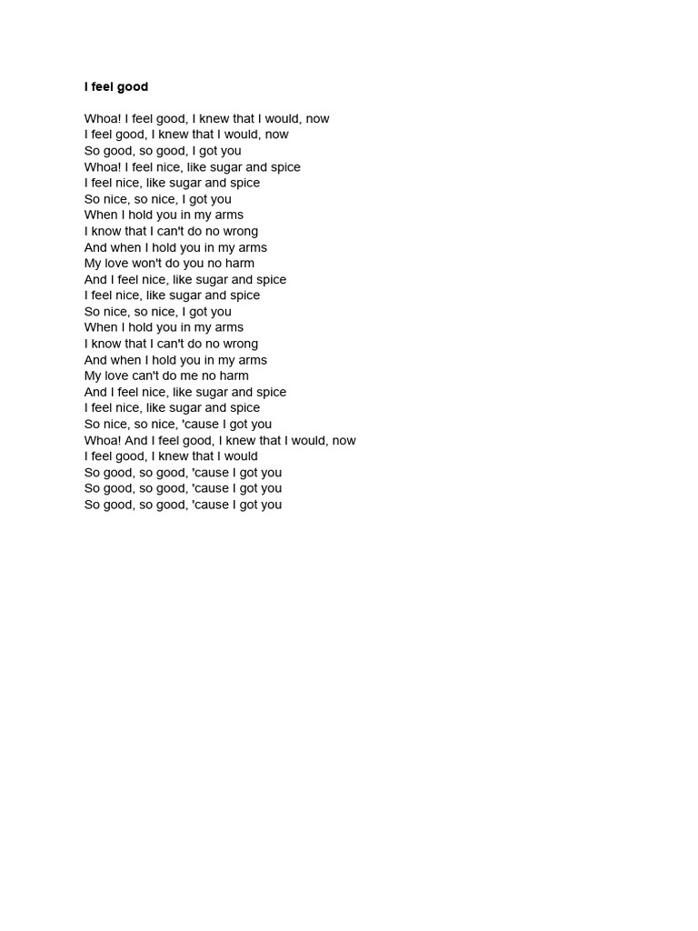 Feel Good Lyrics and Themes | PDF | Cooking, Food & Wine | Self-Improvement