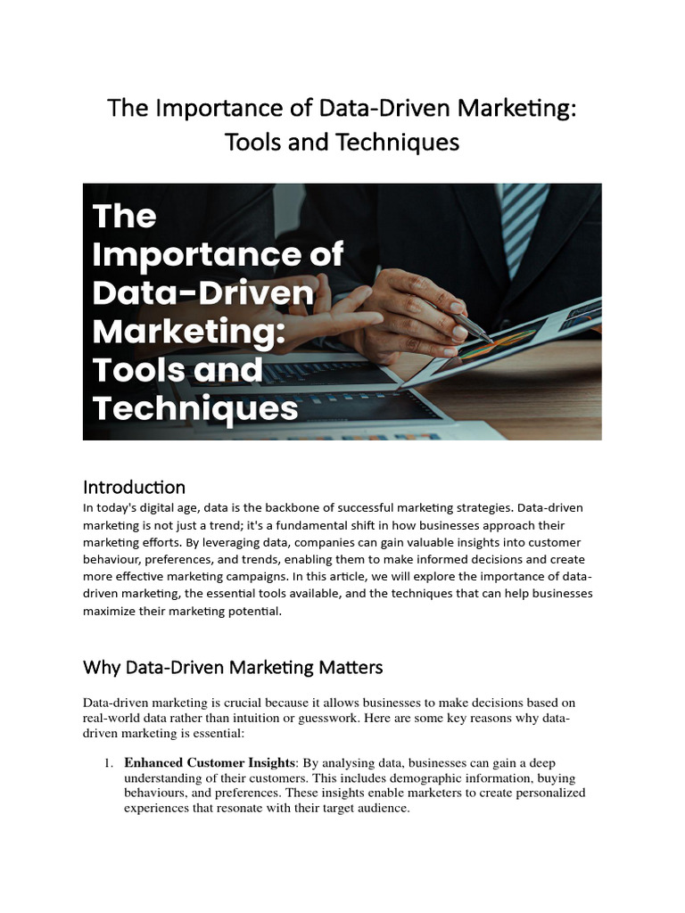 The Importance of Data-Driven Marketing: Tools and Techniques | PDF ...