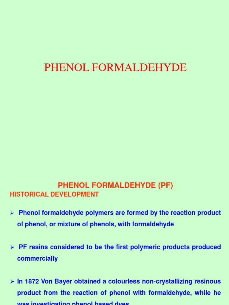 Phenol Formaldehyde Resin Overview | PDF | Formaldehyde | Urea