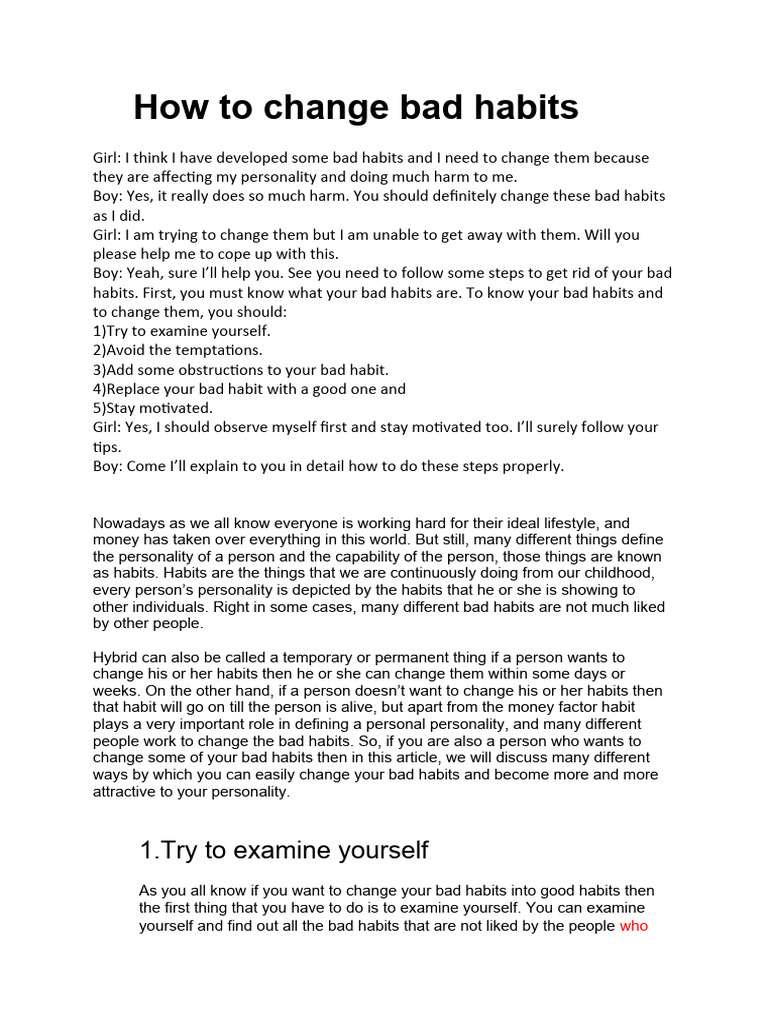 How To Change Bad Habits | PDF | Psychology