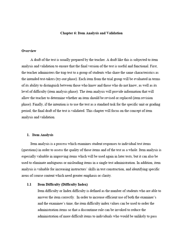 Chapter 6 (Group 2) Item Analysis & Validation | Download Free PDF | Validity (Statistics ...