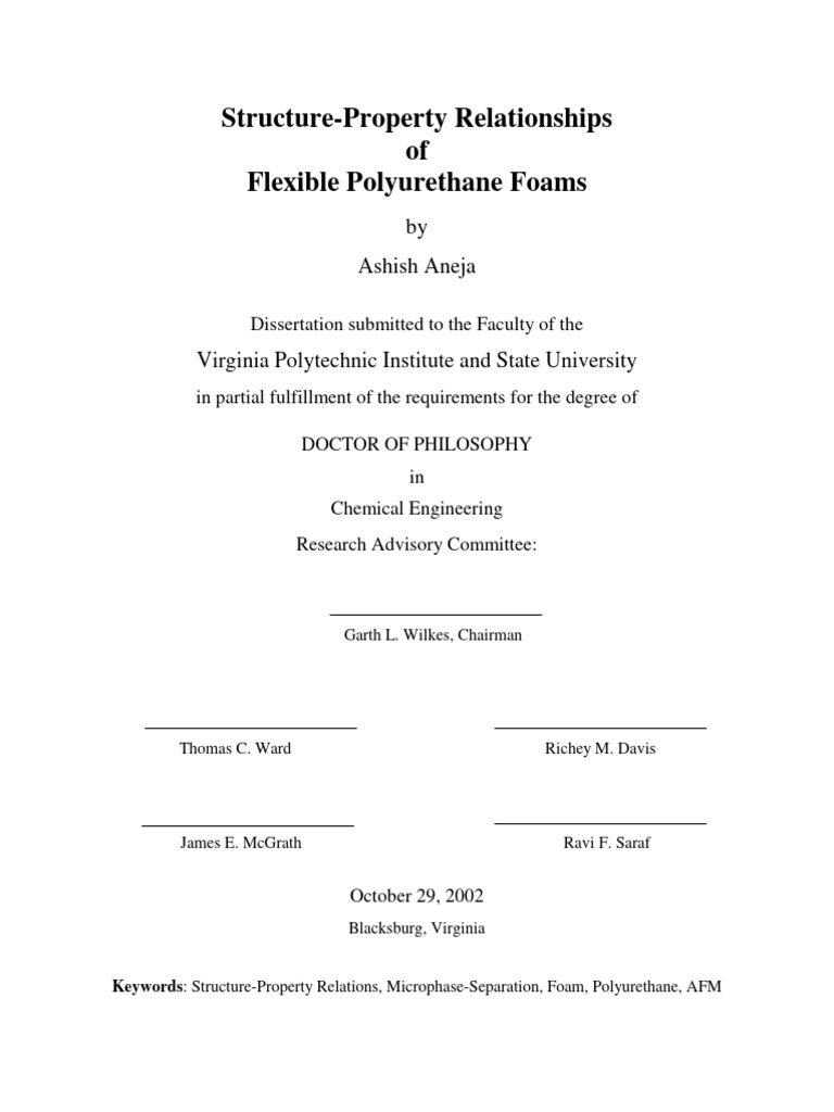 Aneja A. Flexible PUR Foams (Polyuréthane PUR TDI AFM TEM FTIR SAXS ...