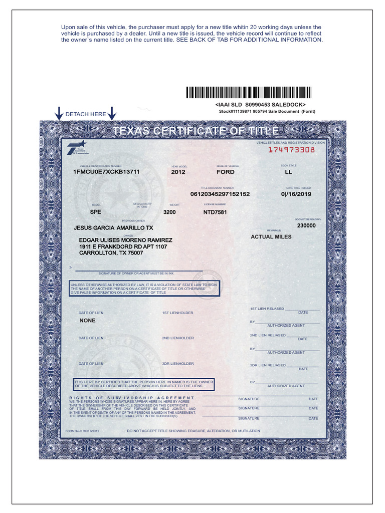 FORD 2012 | PDF | Lien