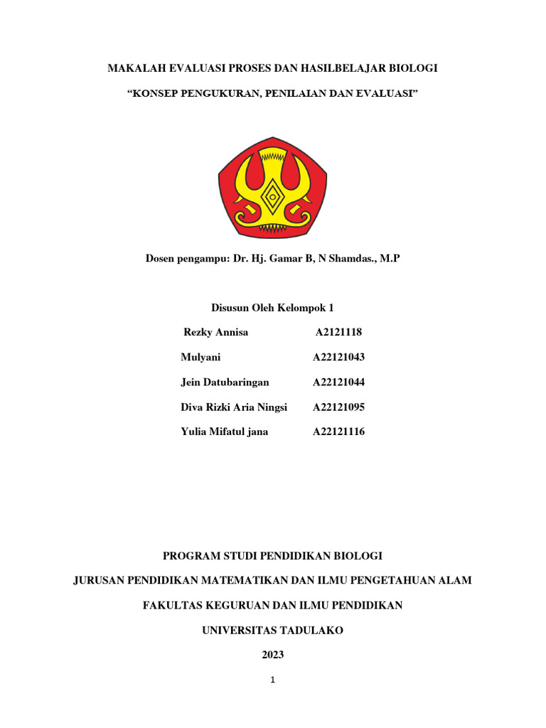 KLP 1 Makalah Evaluasi Proses Dan Hasilbelajar Biologi | PDF | Karier & Perkembangan