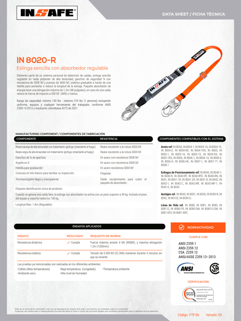 Ficha Tecnica Slinga 8020-R | PDF