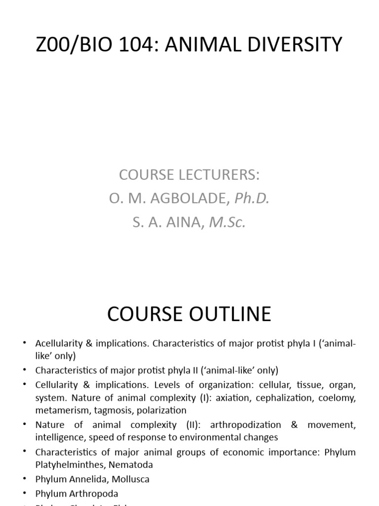 Bio-Zoo 104 Lecture Note 1 | PDF | Protozoa | Organisms