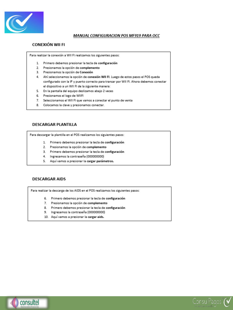 Manual Configuracion Pos MF919 para Occ | PDF | paquete general de Radio sevicio | Punto de ...