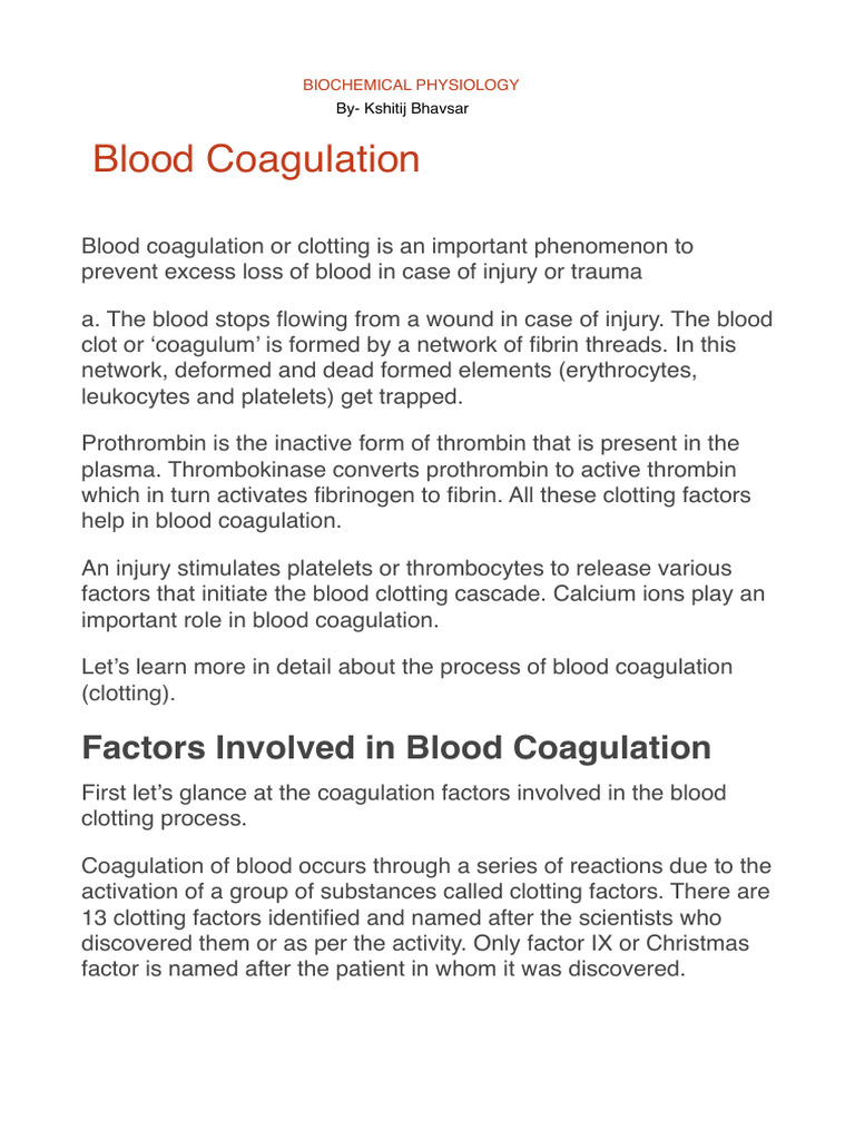 BLOOD CLOTTING_edited | PDF | Coagulation | Platelet