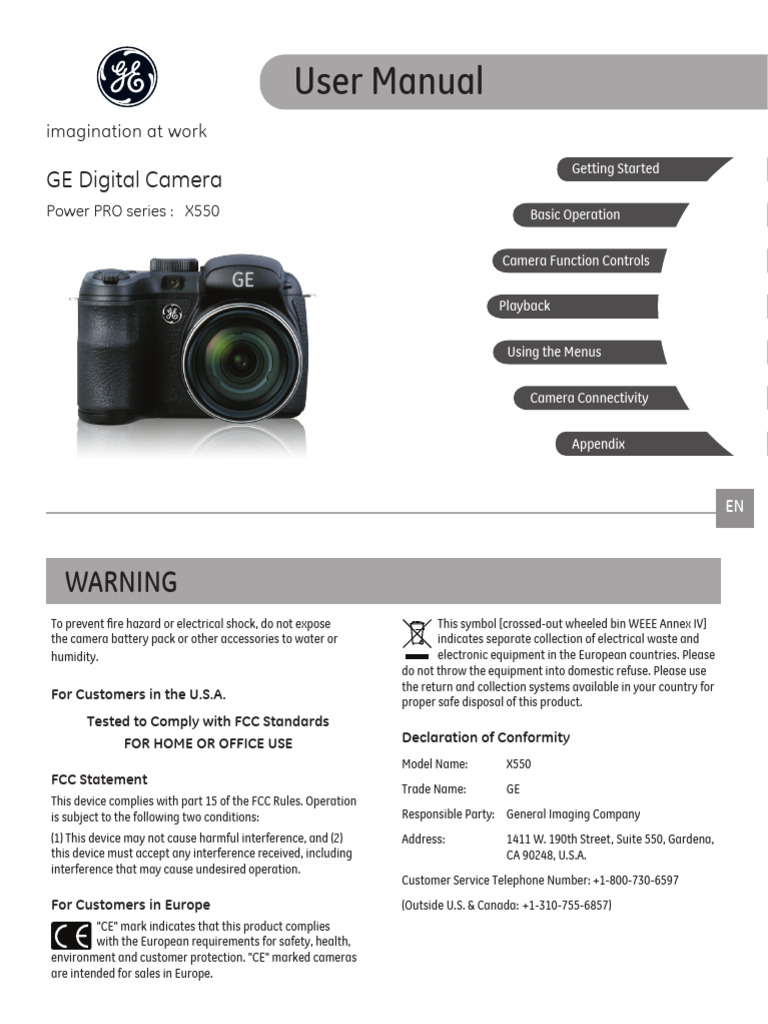 GE x550 Camera User Manual | PDF | Camera | Flash (Photography)