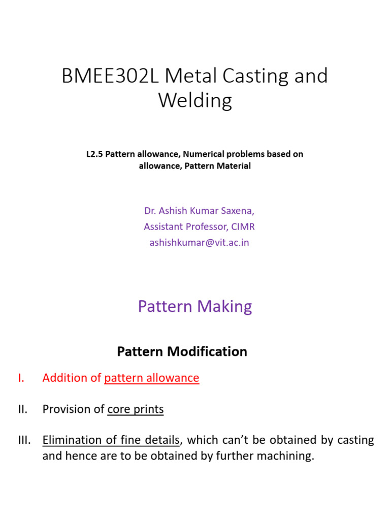 7-L2.5 Pattern Allowance, Numerical Problems Based On Allowance ...