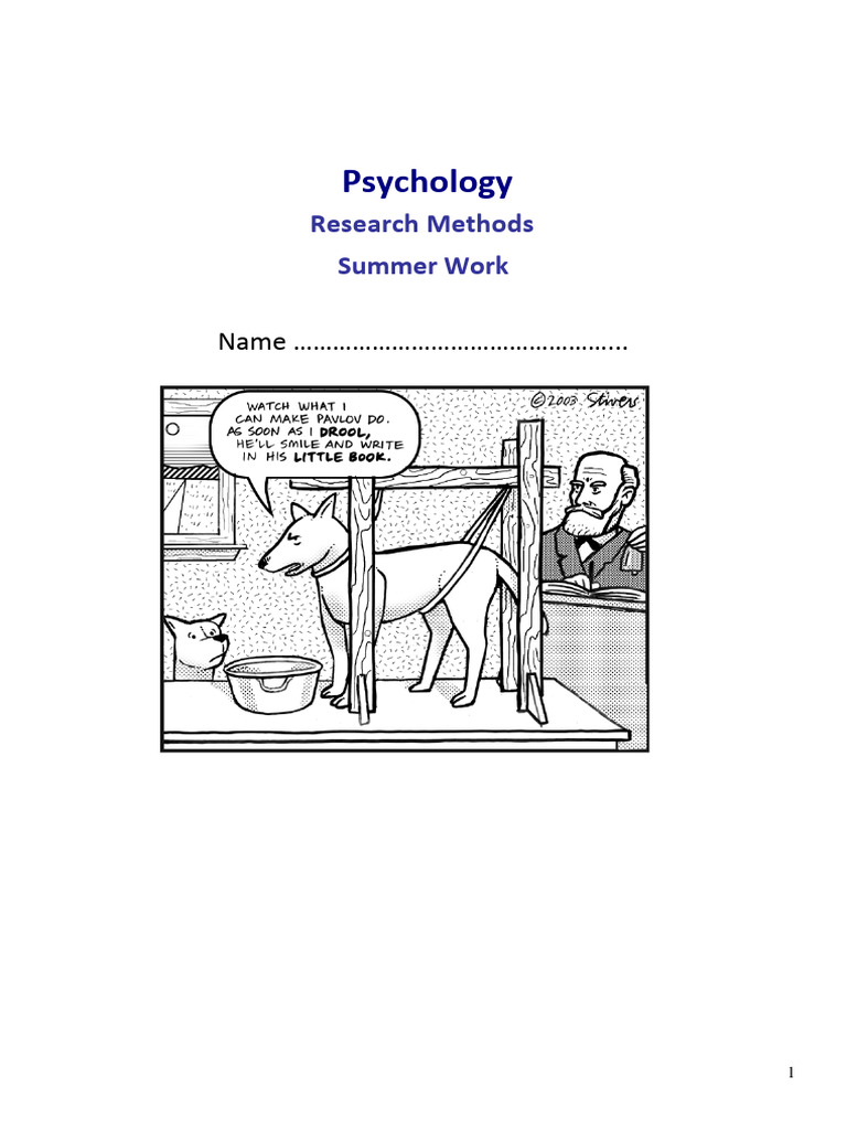 Research Methods Activity Booklet - Psychology | PDF | Experiment ...