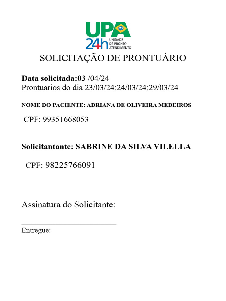 Pedido de Prontuário_tmp3 | PDF