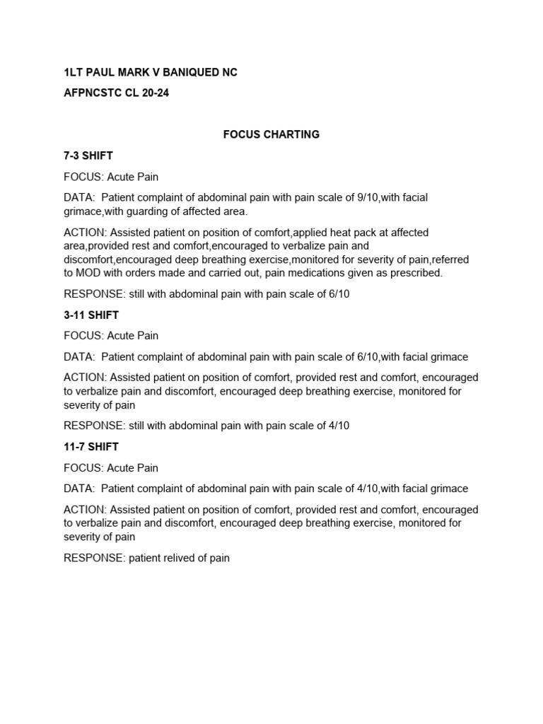 1lt Baniqued Nc-focus Charting | PDF