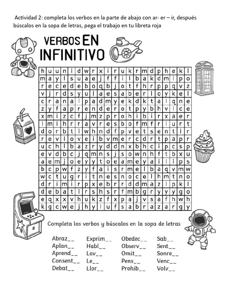 Sopa de Letras Verbos en Infinitivo | PDF