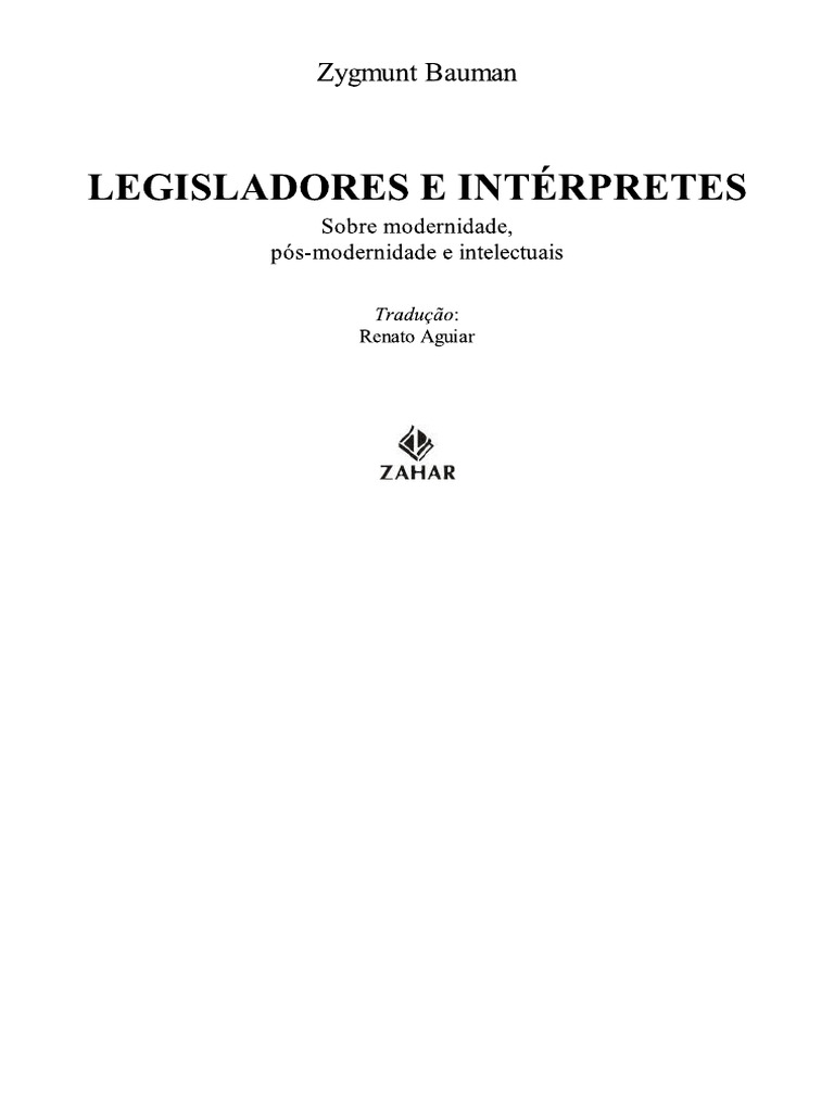 BAUMAN, Z. Legisladores e Interpretes - Cap. 5 (Educação Das Pessoas) | PDF