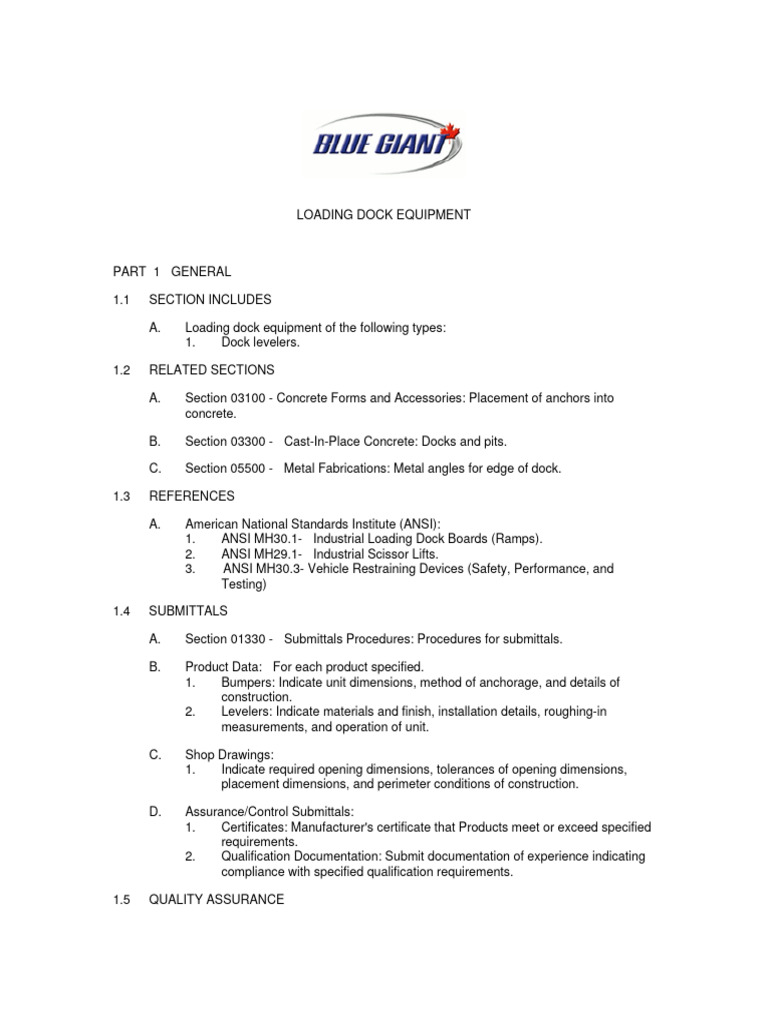 Dock Levelers Installation Guide | PDF