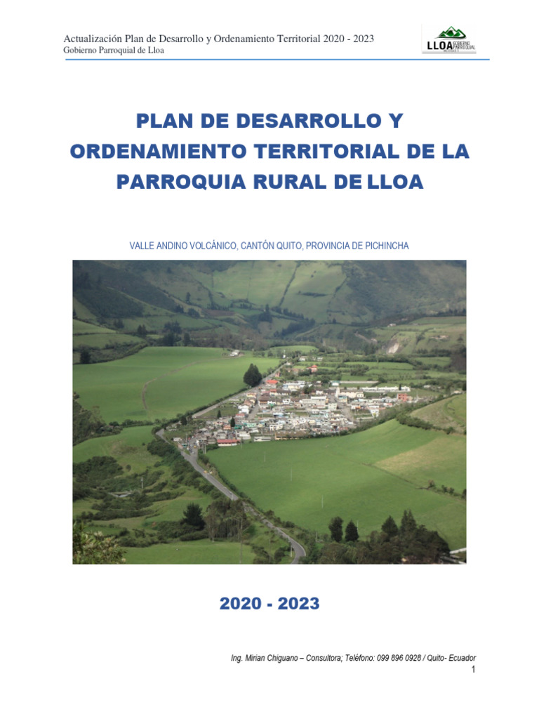 PDOT-GAD-LLOA-2020-2023 | PDF | Ecuador | Ciencias de la Tierra