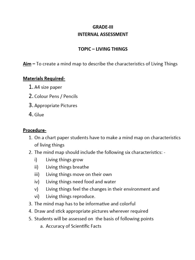 Internal Assessment _ Grade 3_ Living Things | PDF