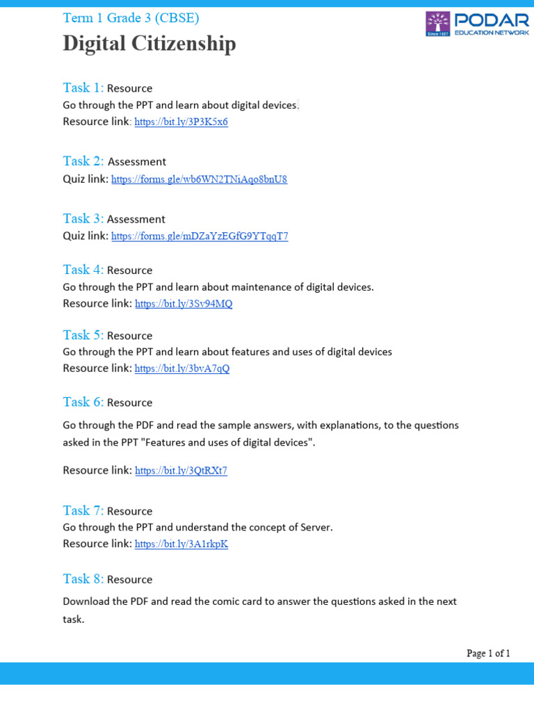 Digital Citizenship Quiz and Resources | PDF