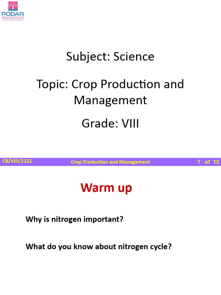 CB VIII Sci Nitrogen Cycle | Download Free PDF | Nitrogen | Agriculture