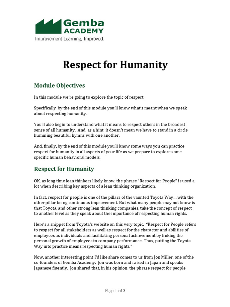 Respect - For - Humanity GREAT | PDF | Social Psychology | Cognition