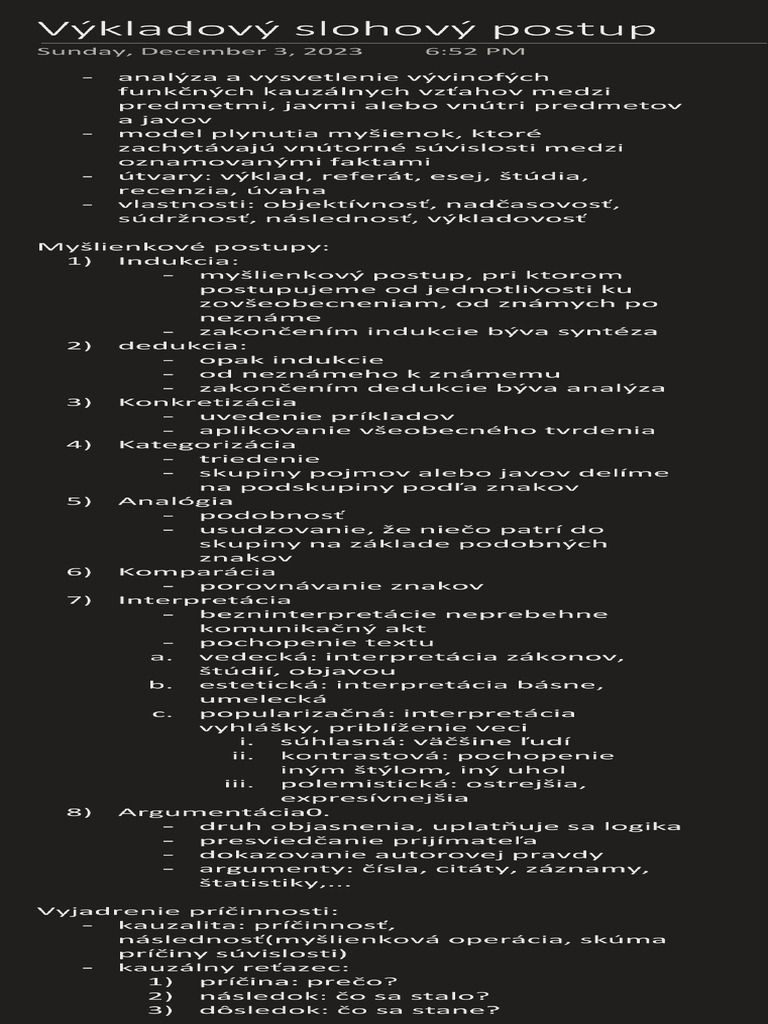 Výkladový Slohový Postup | PDF