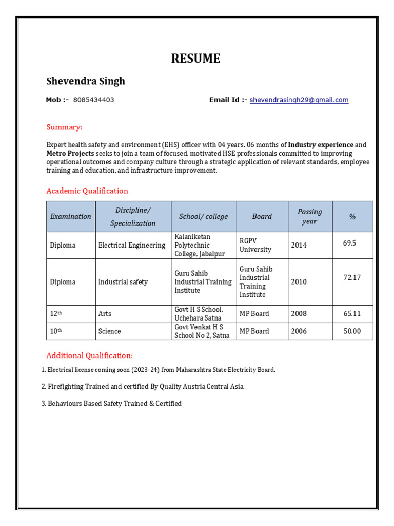 siv CV (1) | PDF | Business