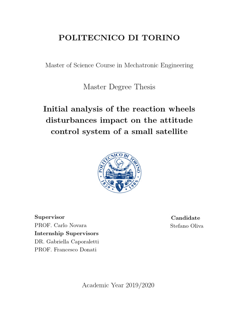 Thesis Rw Disturbances Impact on ADCS on Small Satellite | Download Free PDF | Control Theory ...