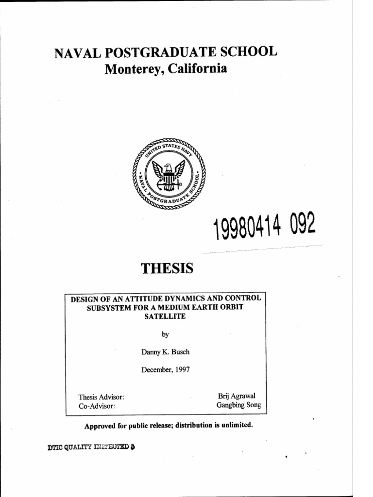 Thesis Design of ADCS for a Medium Earth Orbiting Satellite | PDF ...