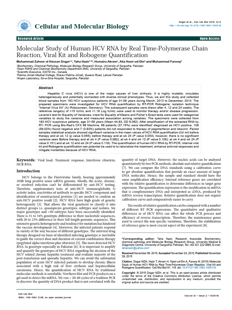 25 2015-25-Cmb - HCR Rna PCR | PDF | Hepatitis C | Hepatitis C Virus